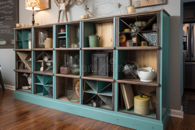 Custom-made Storage Unit Made from Repurposed Items Stock Photo - Image ...