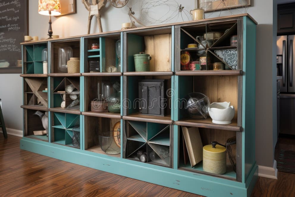 Custom-made Storage Unit Made from Repurposed Items Stock Photo - Image ...