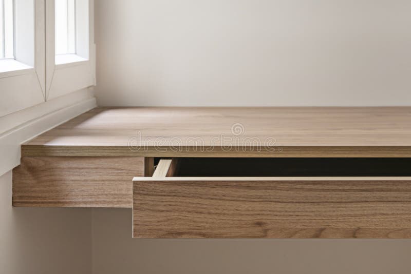 Custom Made Wooden Study Desk Stock Image - Image of clean, pillow ...