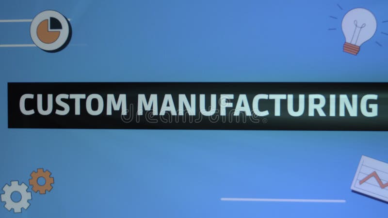 Custom Manufacturing Inscription in Black Frame. Graphic Presentation with Animations of ...