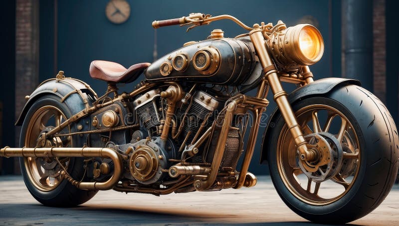 A Custom Motorcycle in an Authentic Creative Workshop. Motorcycle in ...