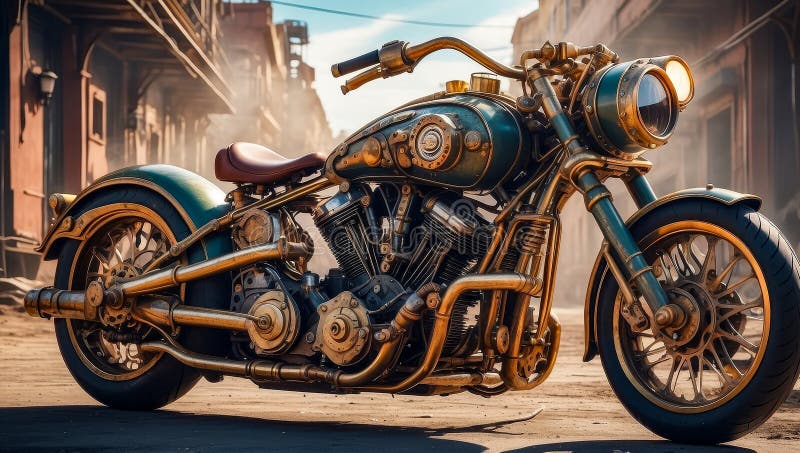 A Custom Motorcycle in an Authentic Creative Workshop. Motorcycle in ...