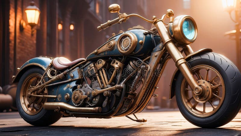 A Custom Motorcycle in an Authentic Creative Workshop. Motorcycle in ...