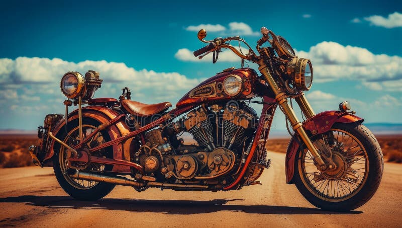 A Custom Motorcycle in an Authentic Creative Workshop. Motorcycle in ...