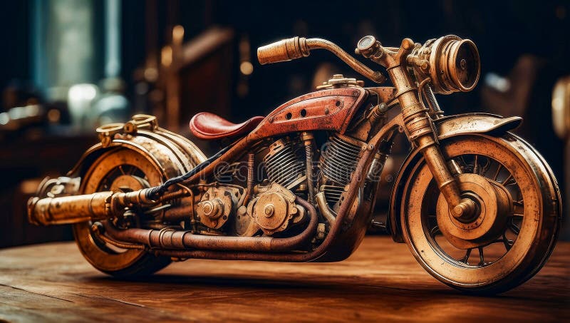 A Custom Motorcycle in an Authentic Creative Workshop. Motorcycle in ...