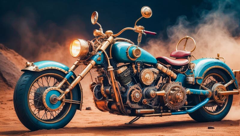 A Custom Motorcycle in an Authentic Creative Workshop. Motorcycle in ...