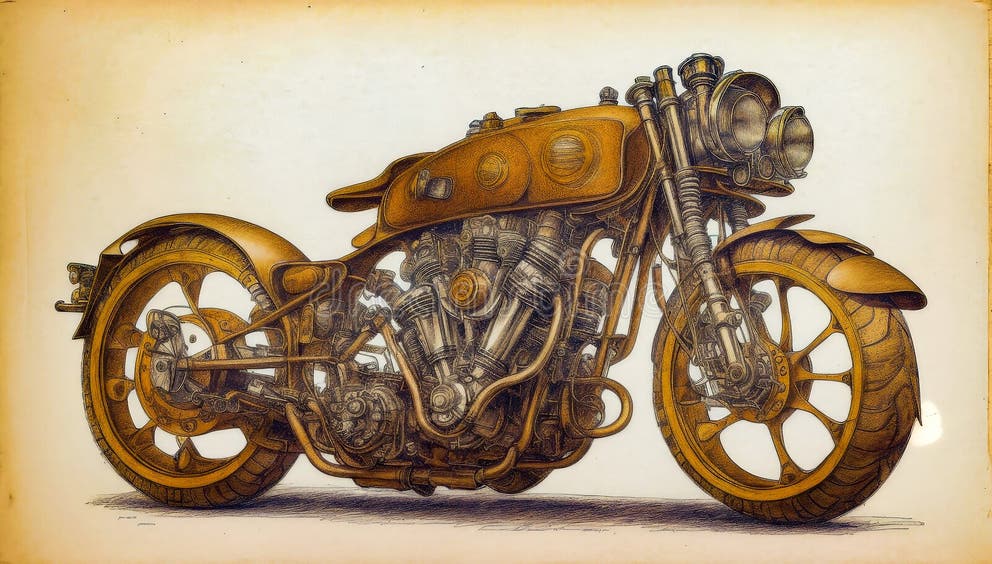 A Custom Motorcycle in an Authentic Creative Workshop. Motorcycle in ...