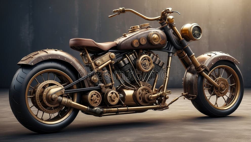 A Custom Motorcycle in an Authentic Creative Workshop. Motorcycle in ...