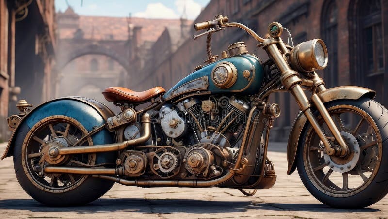 A Custom Motorcycle in an Authentic Creative Workshop. Motorcycle in ...