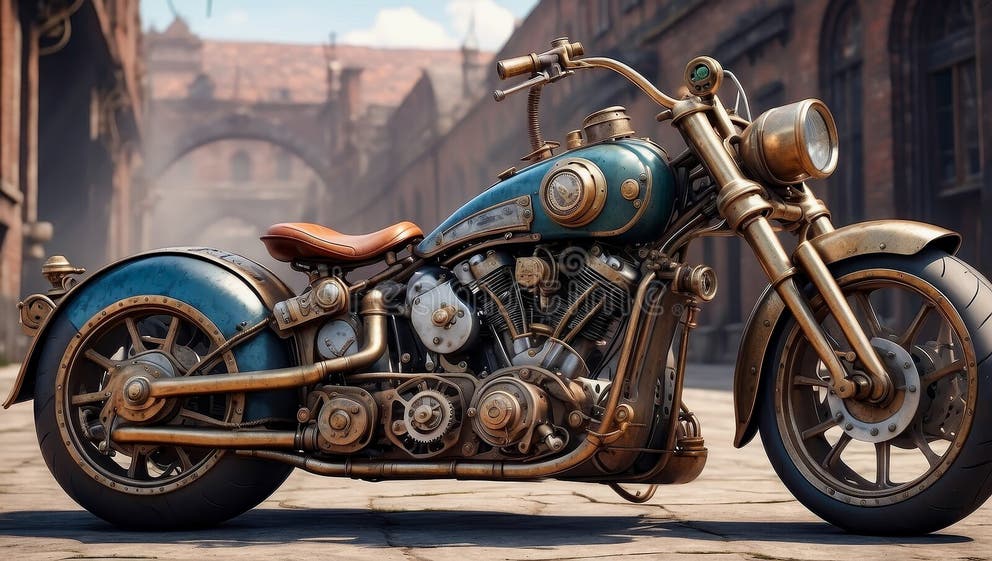 A Custom Motorcycle in an Authentic Creative Workshop. Motorcycle in ...