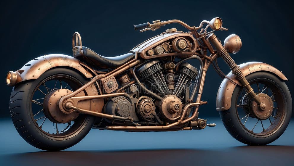 A Custom Motorcycle in an Authentic Creative Workshop. Motorcycle in ...