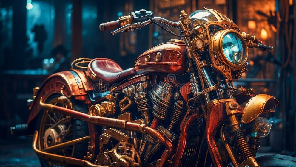 A Custom Motorcycle in an Authentic Creative Workshop. Motorcycle in ...