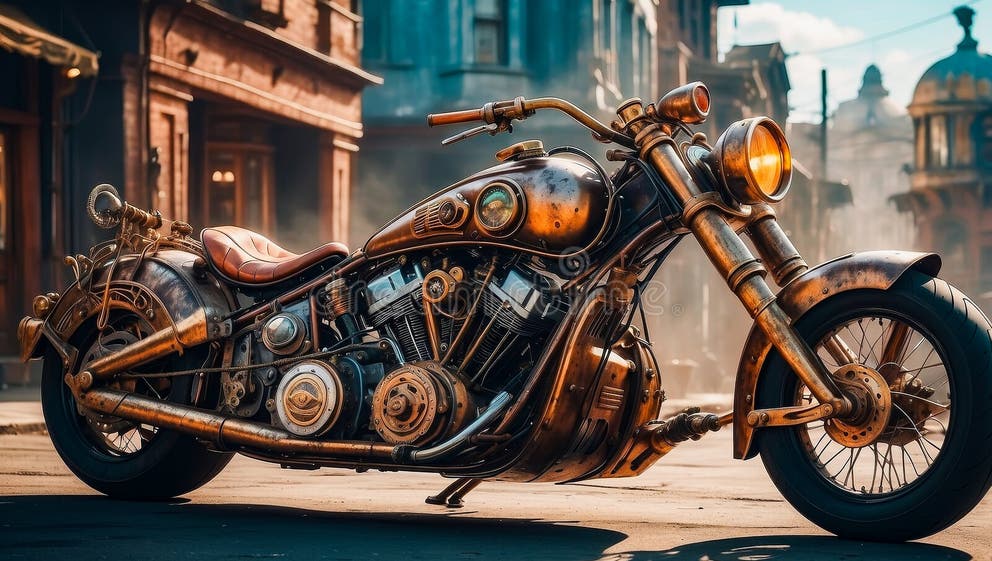 A Custom Motorcycle in an Authentic Creative Workshop. Motorcycle in ...