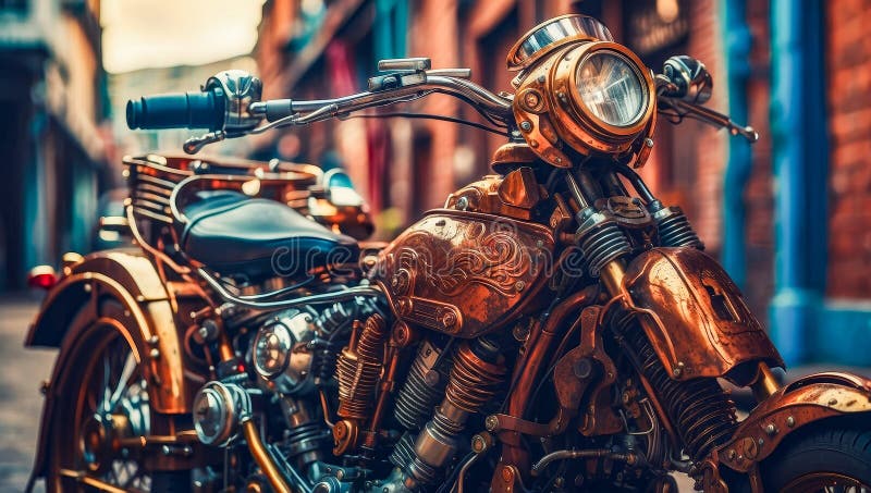 A Custom Motorcycle in an Authentic Creative Workshop. Motorcycle in ...