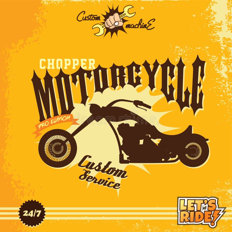 Custom Motorcycle Chopper Bike Stock Vector - Illustration of chopper ...