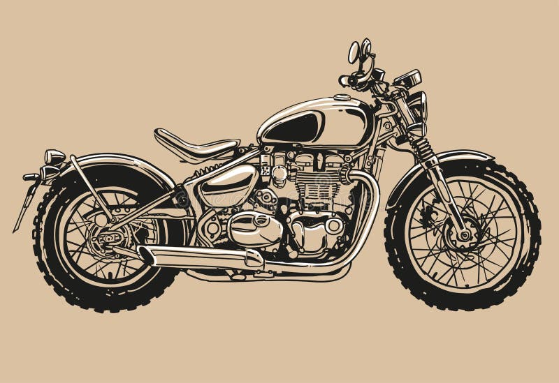 Custom Scrambler Motorcycle Vector Illustration Stock Vector ...