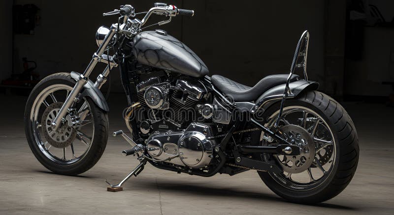 Custom Motorcycle Detailed View Unique Design with Chrome and Black ...