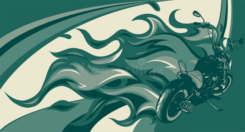 Custom Motorcycle with Flames Vector Illustration Design Stock Vector ...