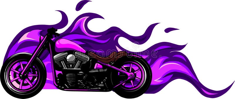 Custom Motorcycle with Flames Vector Illustration Design Stock Vector ...