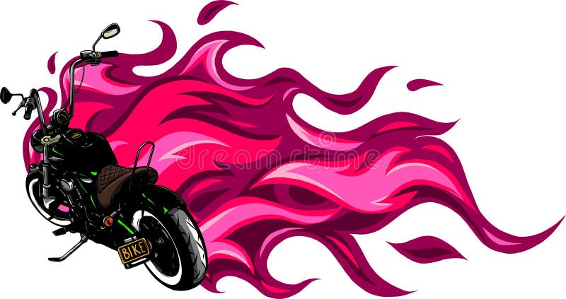 Custom Motorcycle with Flames Vector Illustration Design Stock Vector ...