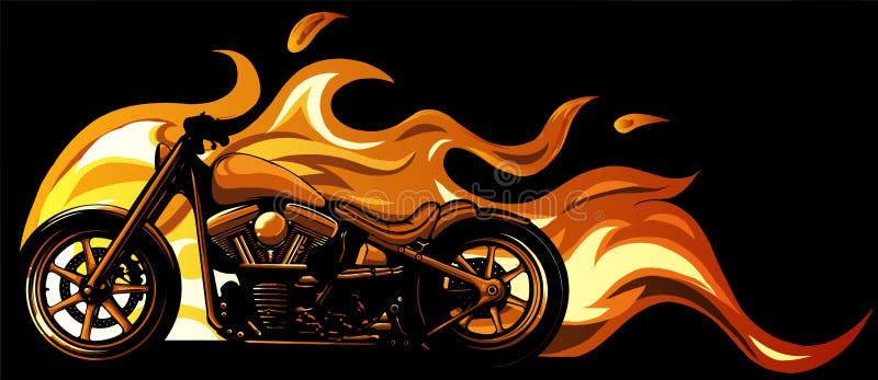 Custom Motorcycle with Flames Vector Illustration Design Stock Vector ...