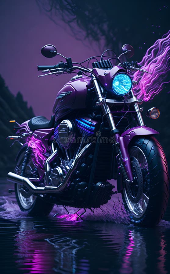 Custom Motorcycle Graphic Image in Vibrant Volumetric Pink Lighting and ...