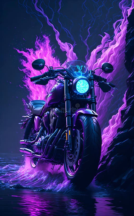 Custom Motorcycle Graphic Image in Vibrant Volumetric Pink Lighting and ...