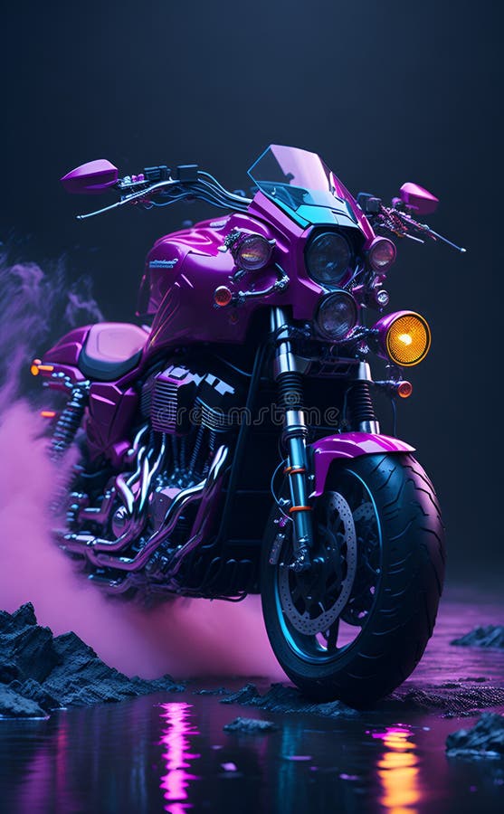 Custom Motorcycle Graphic Image in Vibrant Volumetric Pink Lighting and ...
