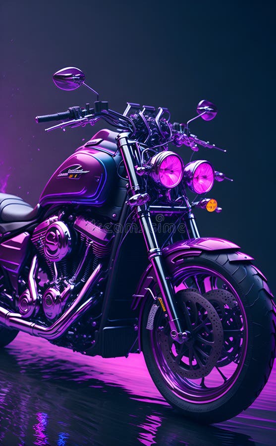 Custom Motorcycle Graphic Image in Vibrant Volumetric Pink Lighting and ...