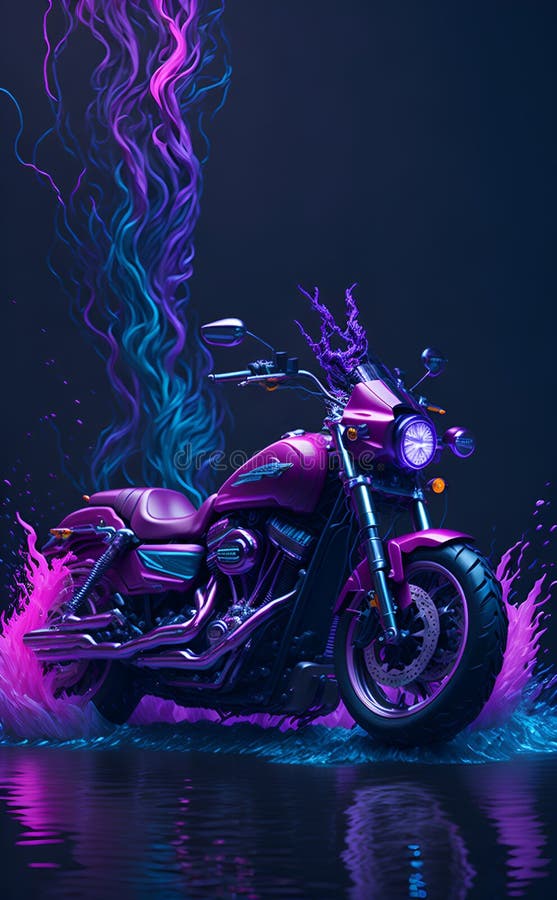 Custom Motorcycle Graphic Image in Vibrant Volumetric Pink Lighting and ...