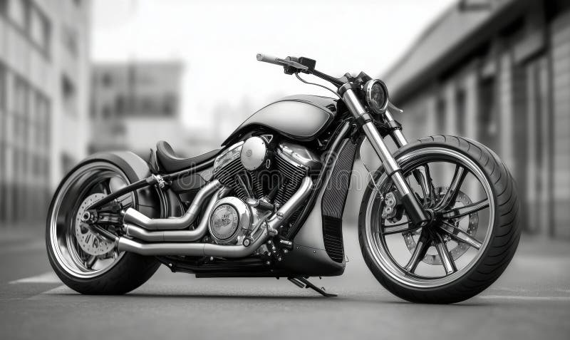Custom Motorcycle with Sleek Design and Chrome Accents, Showcasing ...