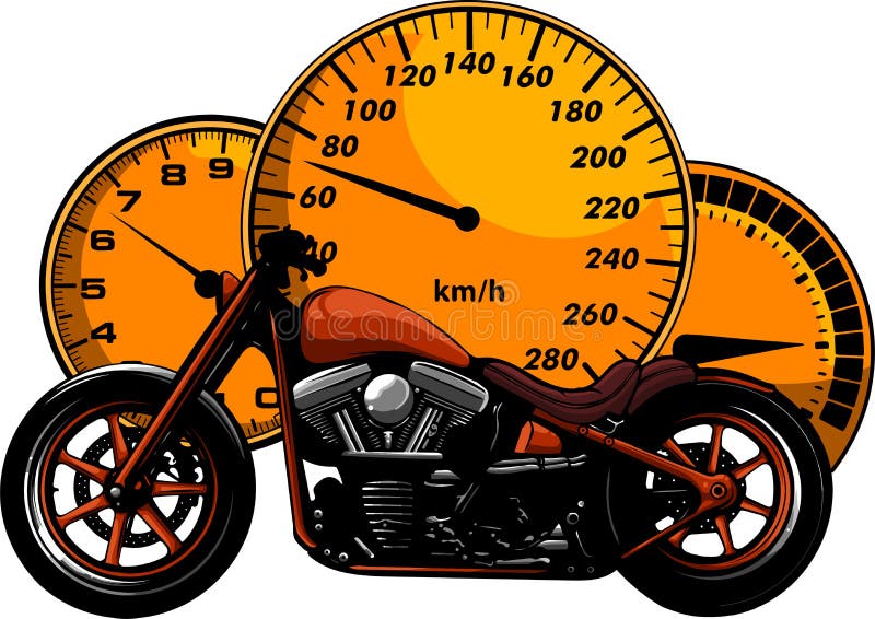 Custom Motorcycle with Speedometer Vector Illustration Design Stock ...