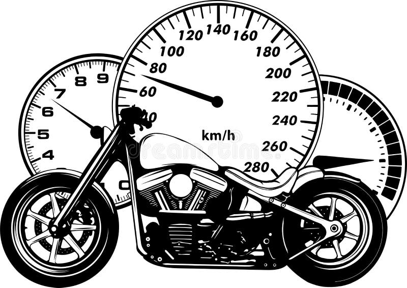 Custom Motorcycle with Speedometer Vector Illustration Design Stock ...