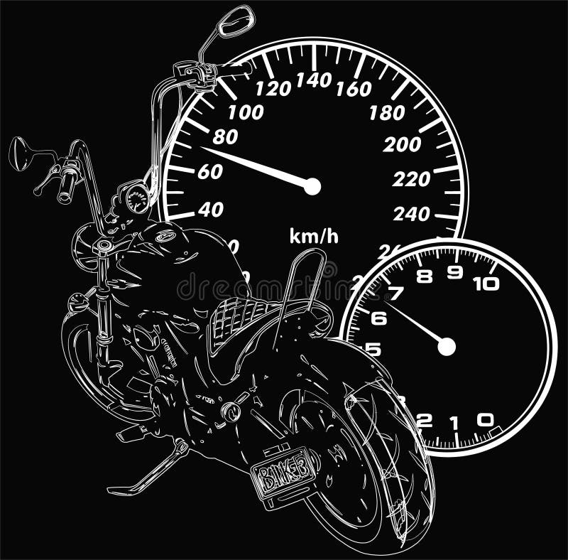 Custom Motorcycle With Speedometer Vector Illustration Design Stock ...