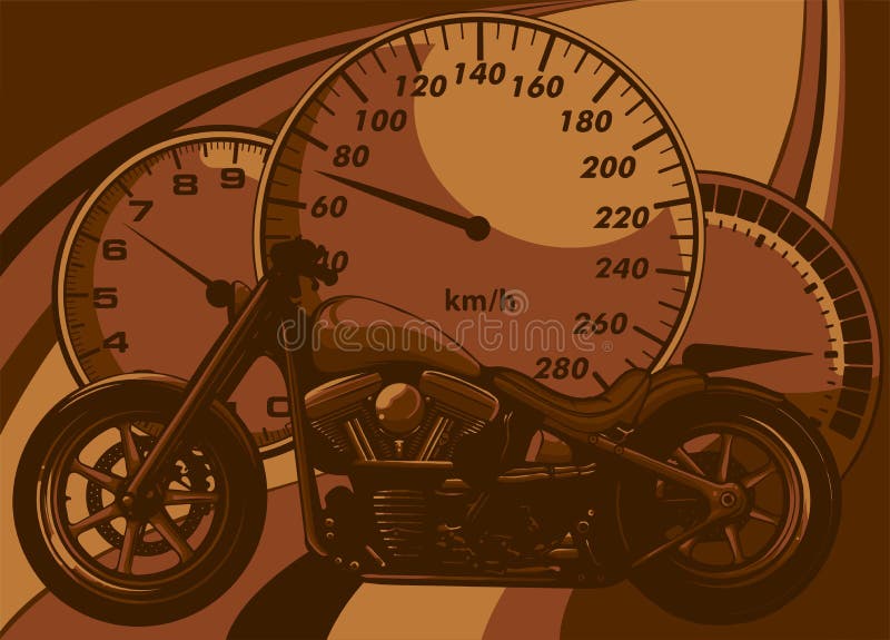Custom Motorcycle with Speedometer Vector Illustration Design Stock ...