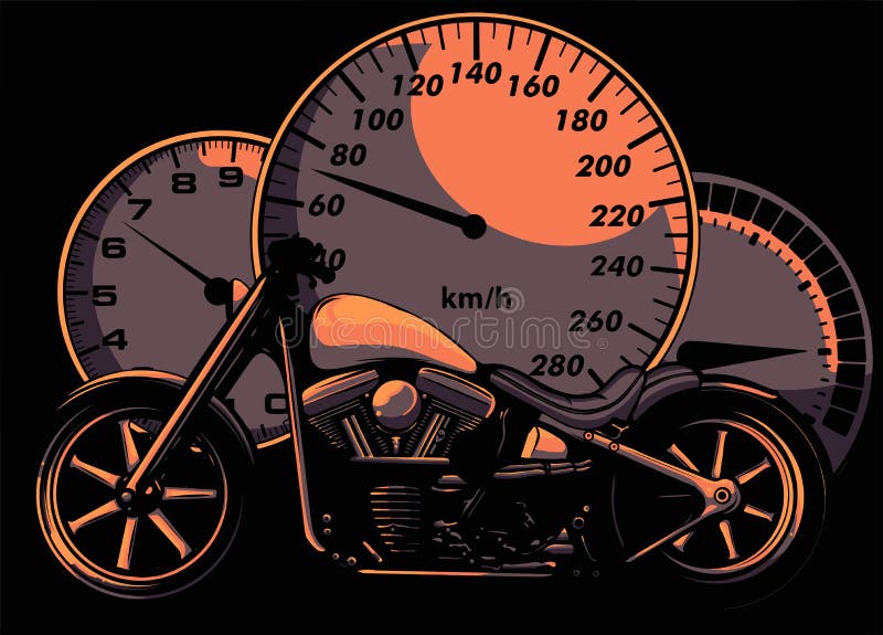Custom Motorcycle with Speedometer Vector Illustration Design Stock ...
