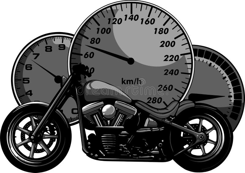 Custom Motorcycle with Speedometer Vector Illustration Design Stock ...