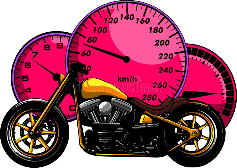 Custom Motorcycle with Speedometer Vector Illustration Design Stock ...
