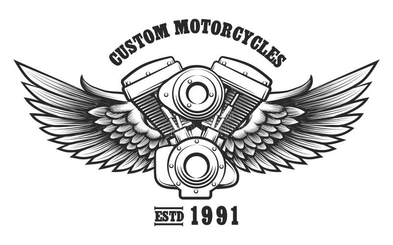 Custom Motorcycle Workshop Emblem Stock Vector - Illustration of ...