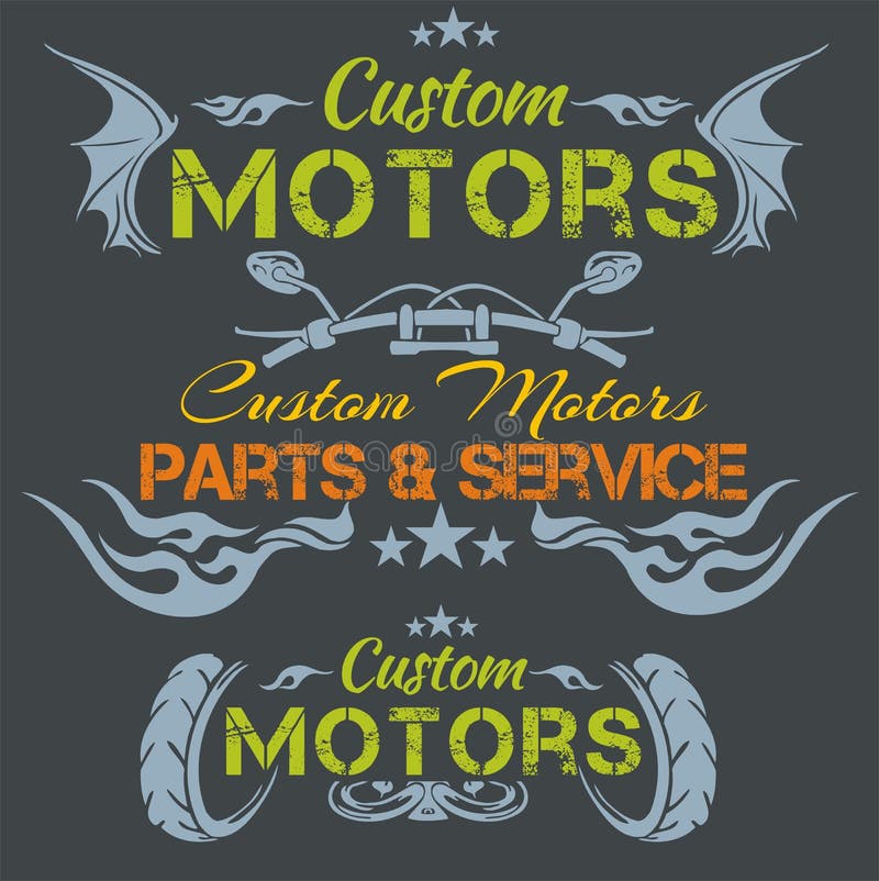 Custom Motors - Vector Emblem Set. Stock Vector - Illustration of ...