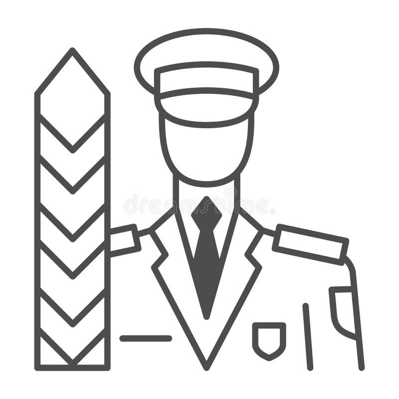 Custom Official, Uniformed Officer, Barrier Line and Solid Icon ...