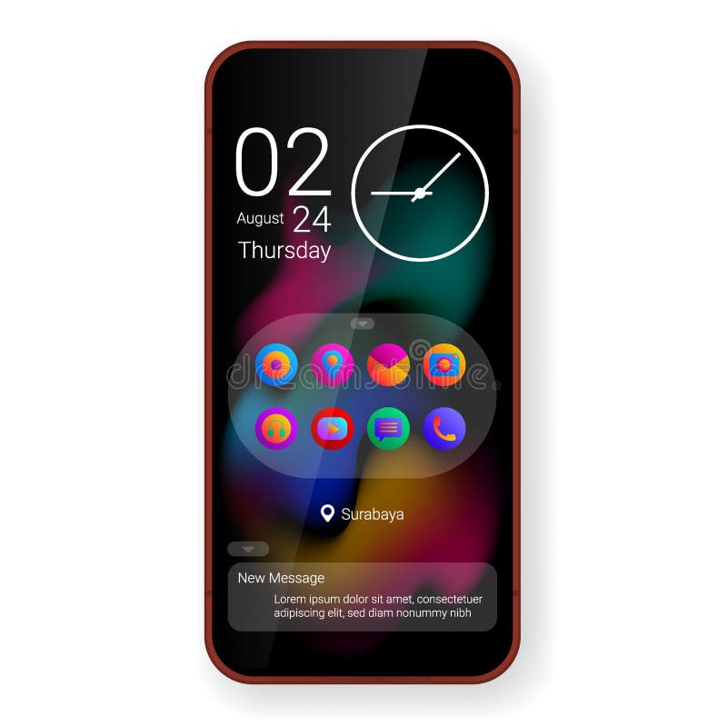 Home Screen Layout Mobile App Ui Rainbow Icon Widget Stock Vector ...