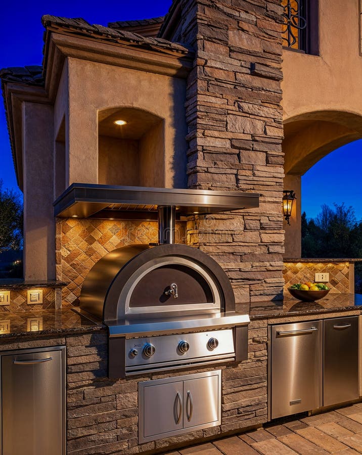 Custom Outdoor Kitchen and Living Area with Italian-Style Pizza Oven ...