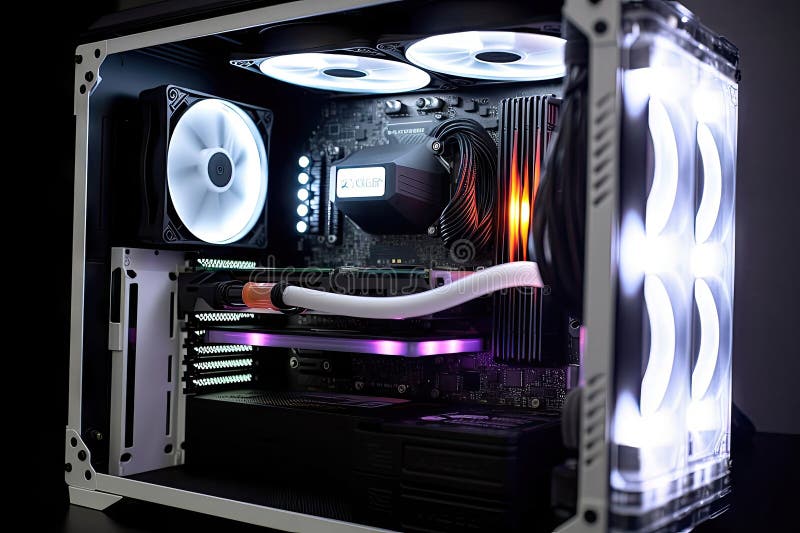 Custom Pc Building White Rgb Illuminated Stock Illustration ...