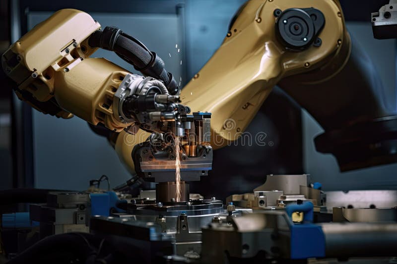 Custom Robotic End-effector with Tool, Preparing To Perform Precision ...