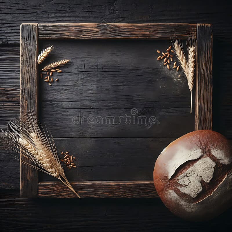 Custom 1. Rustic Wooden Frame with Bread and Wheat, a Baker S Delight ...