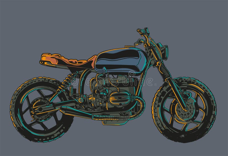 Custom Scrambler Motorcycle Vector Illustration Stock Vector ...