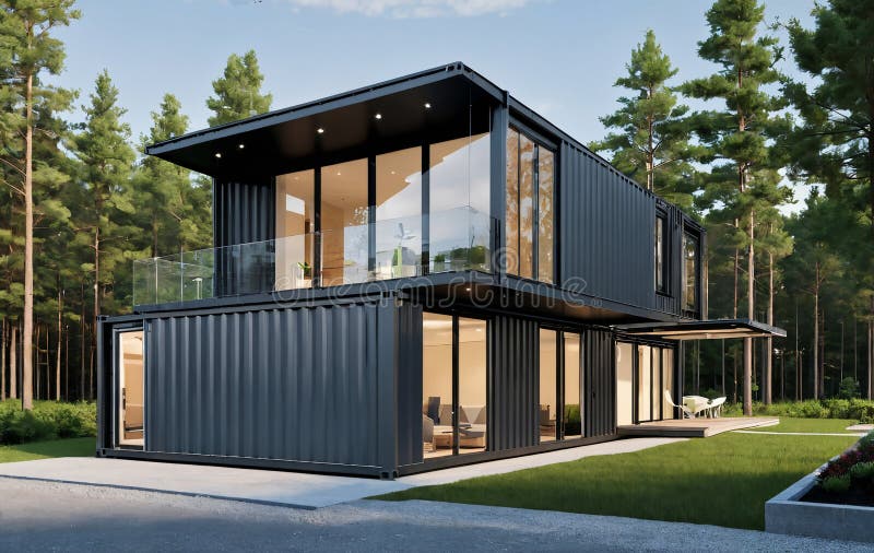 Custom Shipping Container Home Modern Architectural Design Stock ...