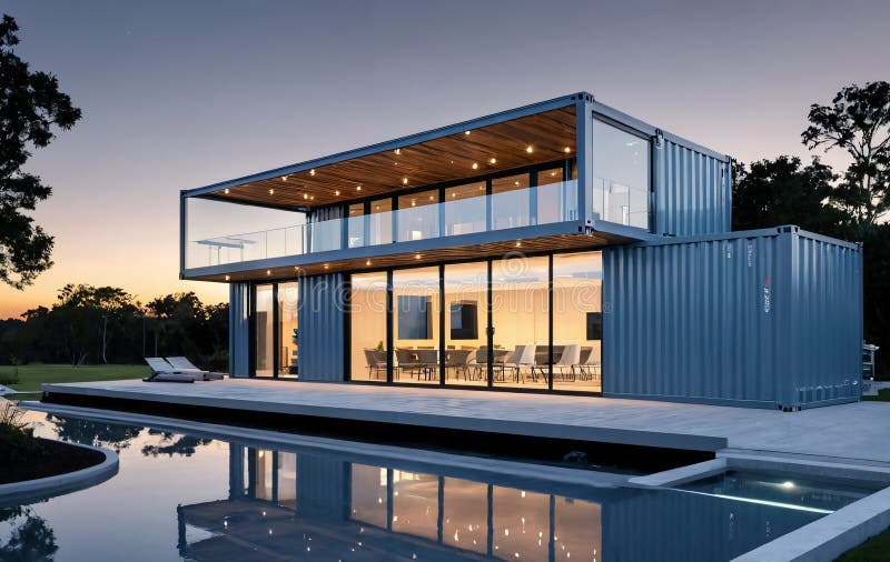 Custom Shipping Container Home Modern Architectural Design Stock ...