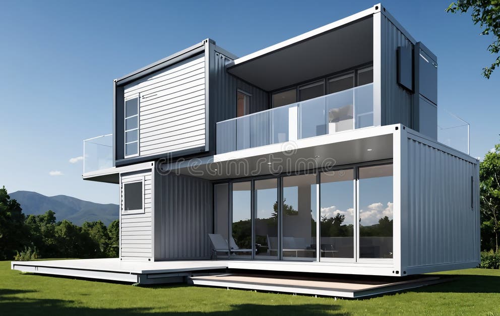 Custom Shipping Container Home Modern Architectural Design Stock ...